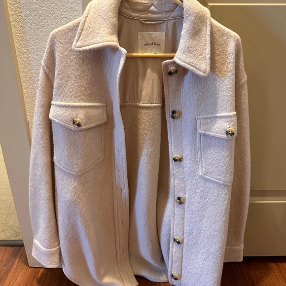 Wilfred | Jackets & Coats | Wilfred Free Light Tan Buttonup Jacket ...